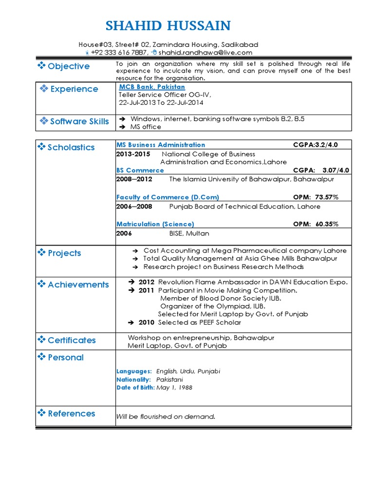 Shahid Hussain Resume | PDF