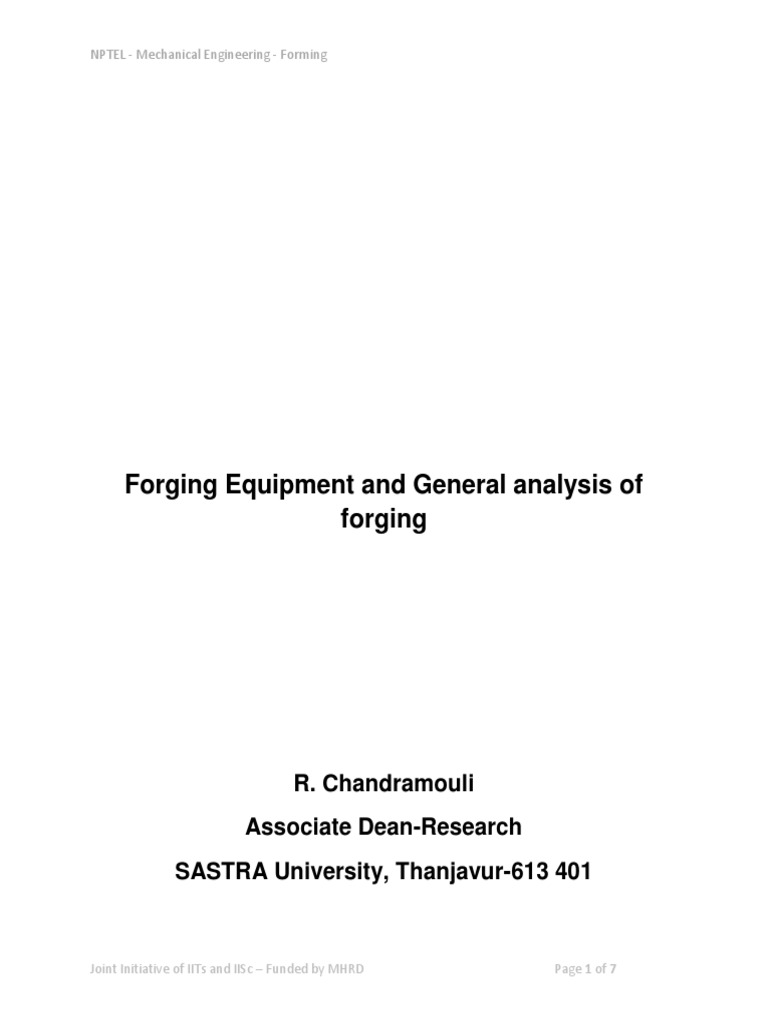 MF Module 3 Lecture 2 | PDF | Forging | Stress (Mechanics)