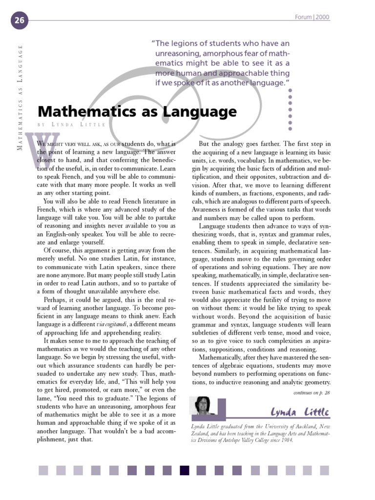 W W W W W: Mathematics As Language | PDF | Language Acquisition ...