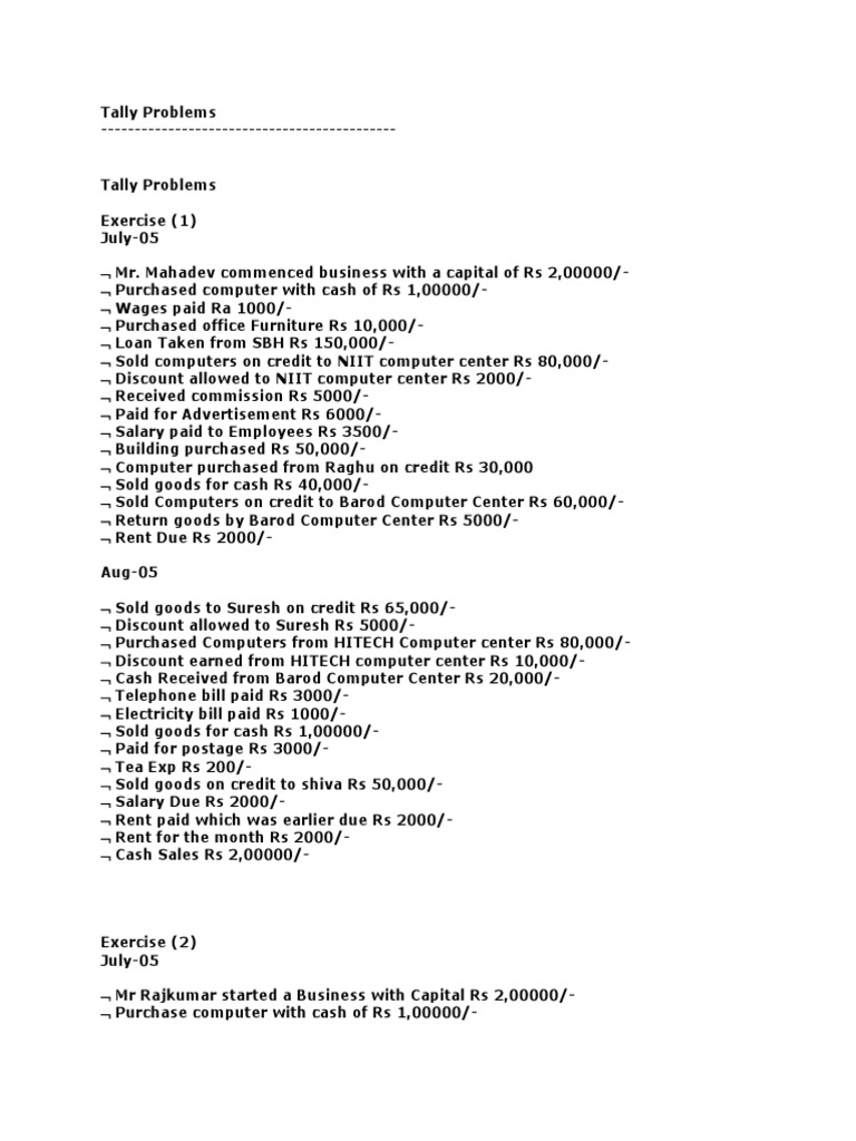 Tally Problems Solved and Explained | PDF | Salary | Cheque