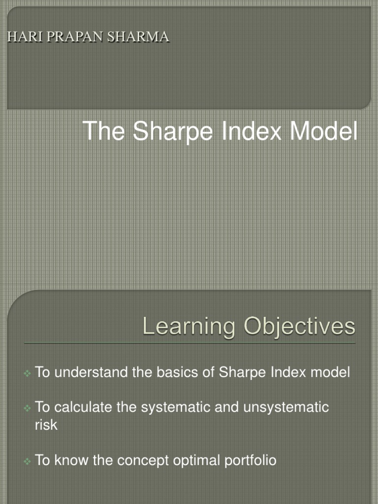 The Sharpe Index Model: Hari Prapan Sharma | PDF | Beta (Finance) | Efficient Market Hypothesis