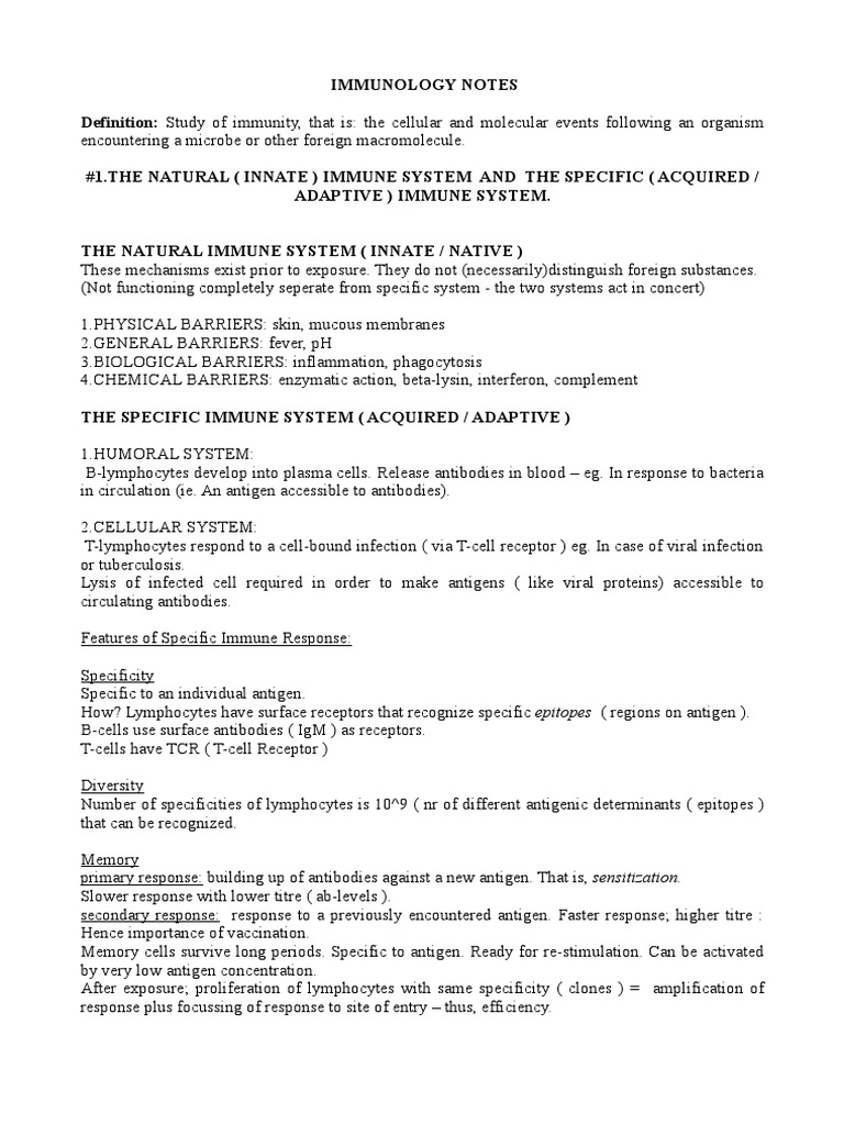 Immunology Notes | T Cell | Antibody