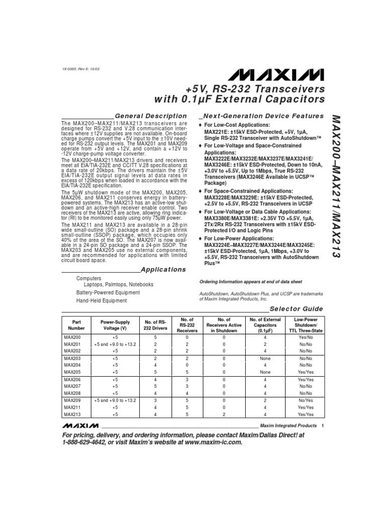 19-0065 Rev 6 10/03 | PDF | Digital Electronics | Electrical Components