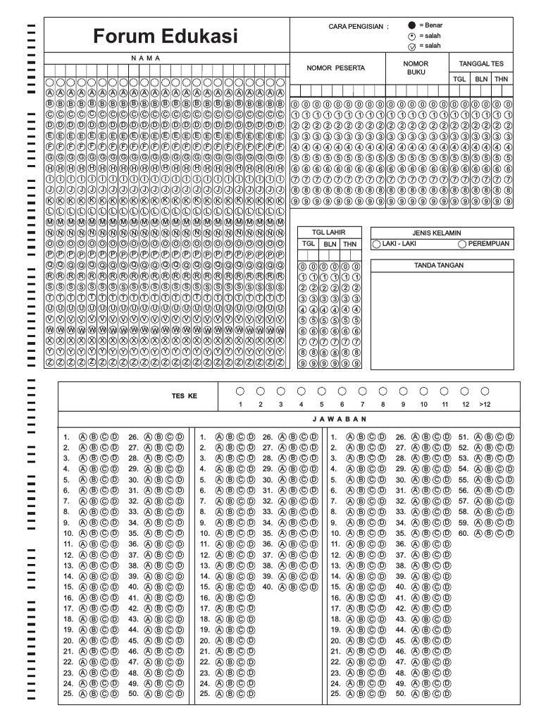 Master LJK (Lembar Jawaban Komputer) PDF | PDF