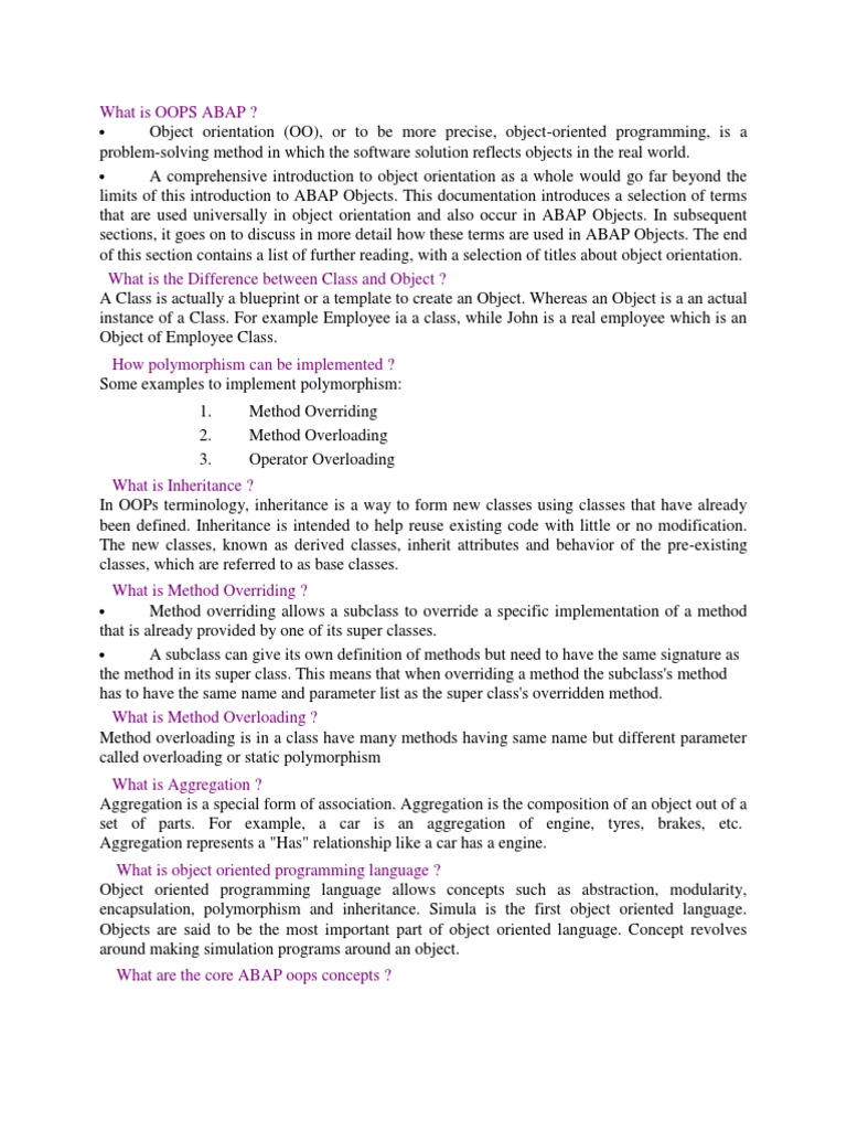 What Is Oops Abap Pdf Method Computer Programming Class Computer Programming