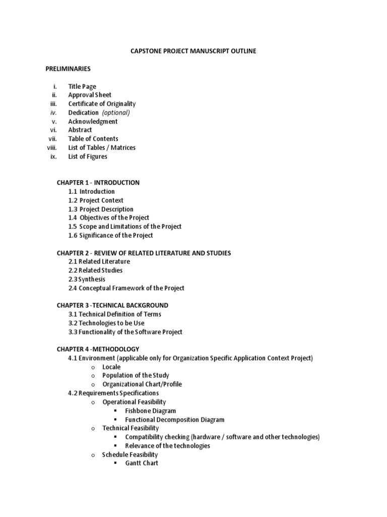 Capstone Project Manuscript Outline | PDF | Specification (Technical ...