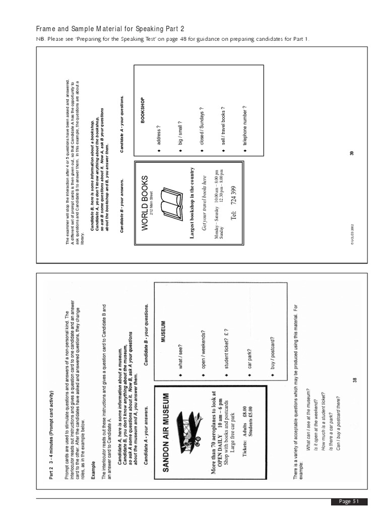 Frame and Sample Material For Speaking Part 2 | PDF | Career & Growth ...