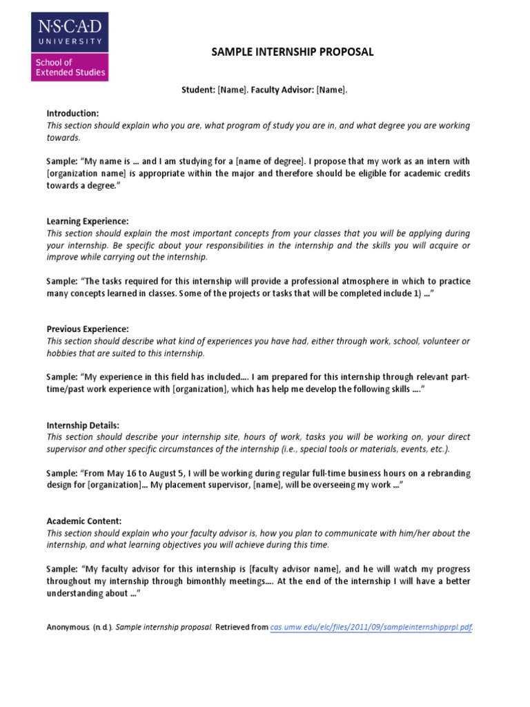 Sample Internship Proposal Letter | PDF | Internship | Job Hunting