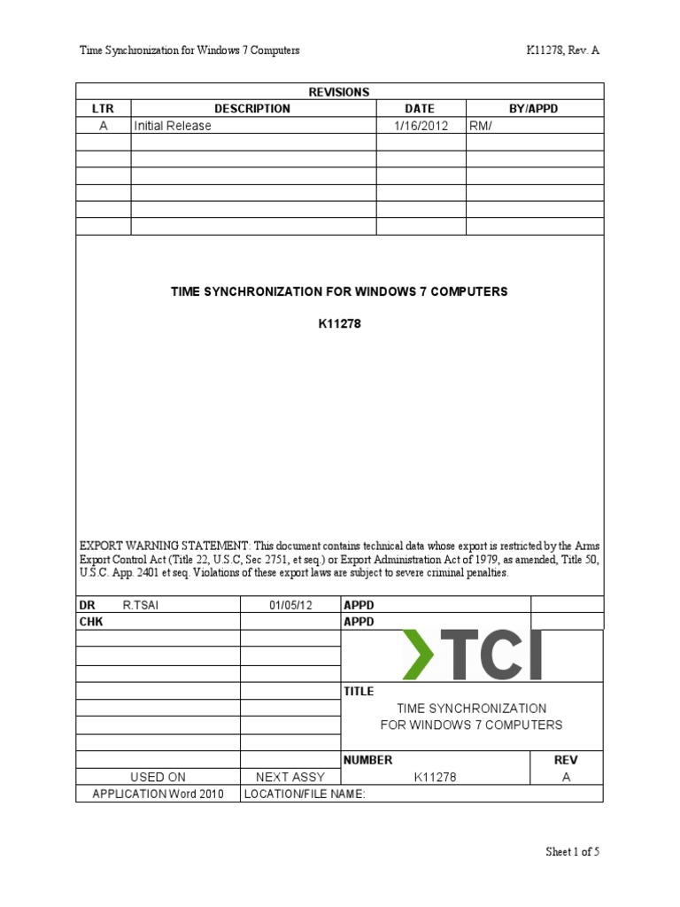 Configuring Time Synchronization for Windows 7 Computers Using w32tm Commands | PDF | Windows ...