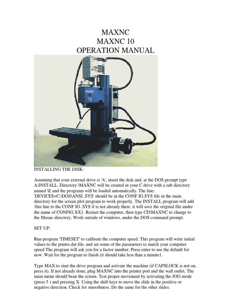 Installation, Setup, Operation and Programming Manual for the MAXNC CNC ...