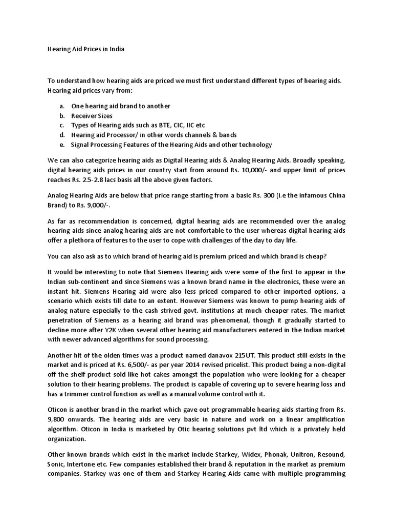 Hearing Aid Information | Download Free PDF | Hearing Aid | Tinnitus