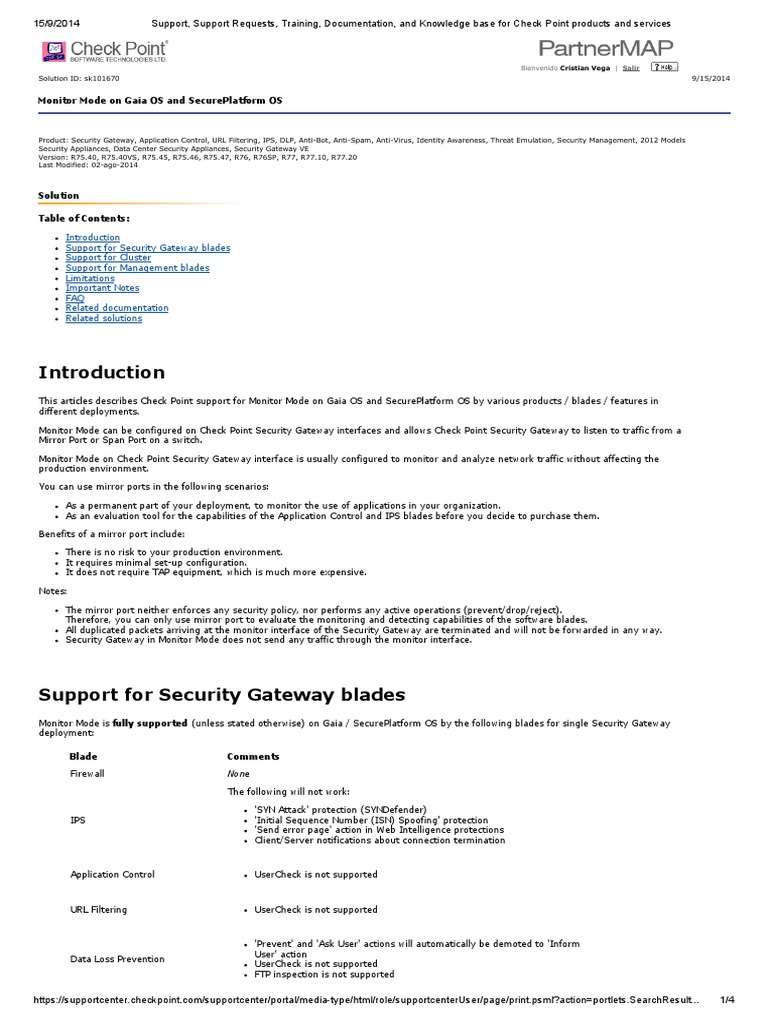 Monitor Mode On Gaia OS and SecurePlataform OS | PDF | Computer Network ...