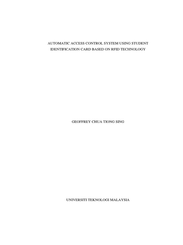 Automatic Access Control System Using Student Identification Card Based On Rfid Technology | PDF ...