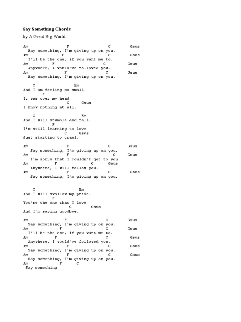 Say Something Chords | PDF