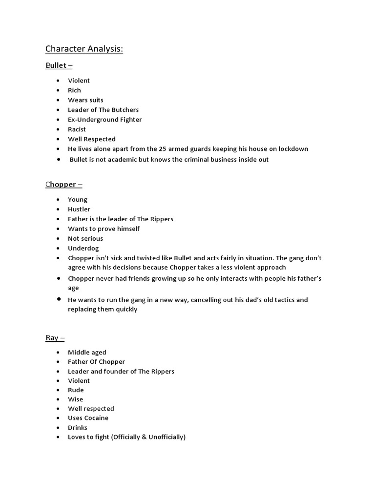 Character Profiles: The Butchers & Rippers | PDF