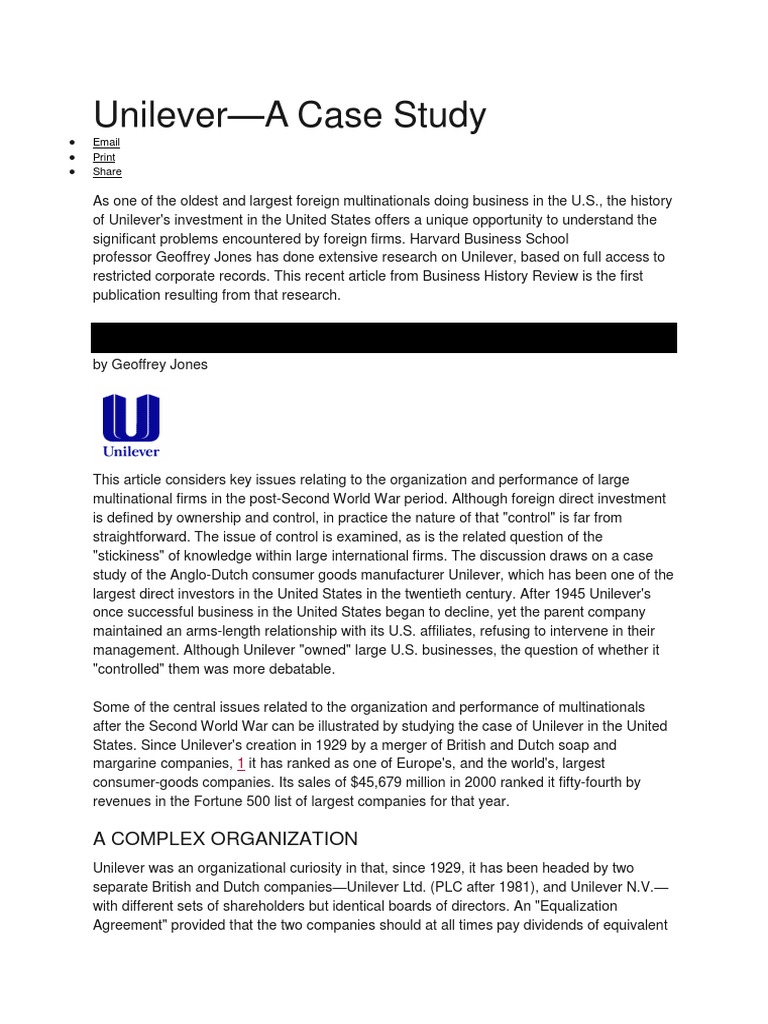 Unilever - A Case Study | PDF | Unilever | Procter & Gamble