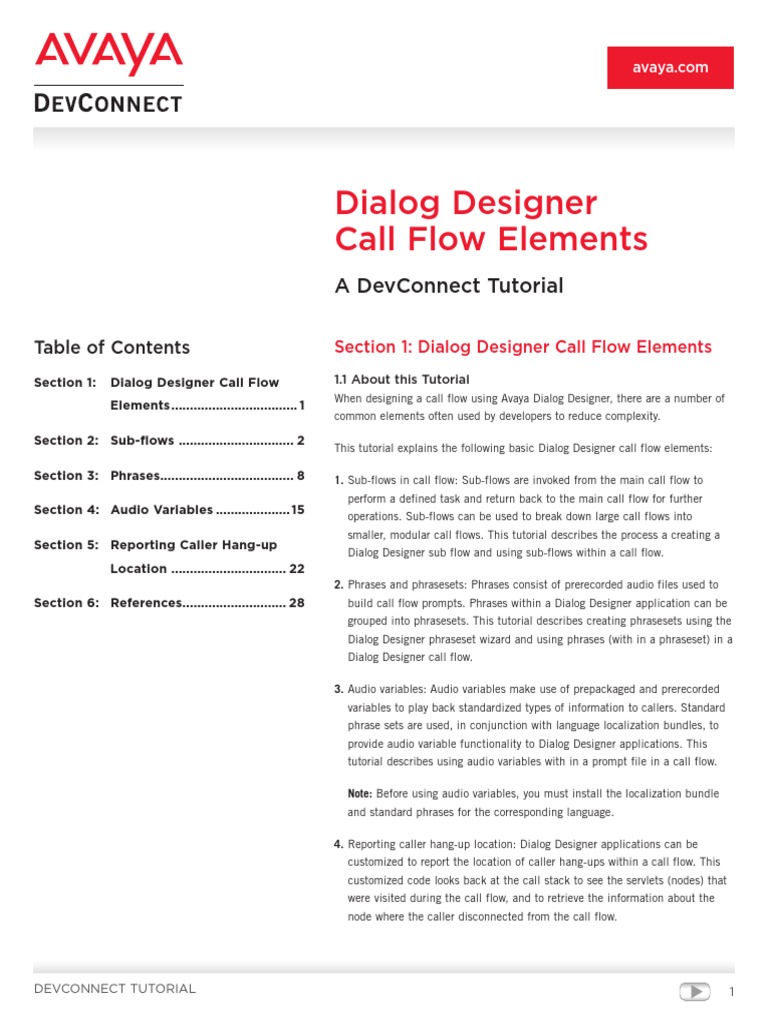 Call Flow Elements Tutorial For Avaya Dialog Designer-LB4276DEV | PDF ...