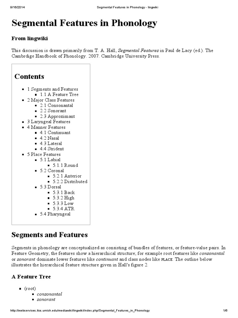 Segmental Features in Phonology - Lingwiki | Consonant | Vowel