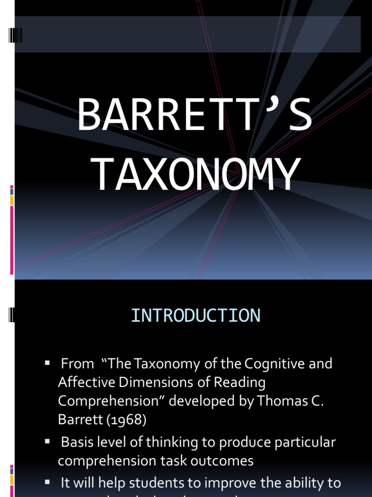 Barrett's Taxonomy: A Framework for Analyzing Reading Comprehension Skills | PDF | Recall ...