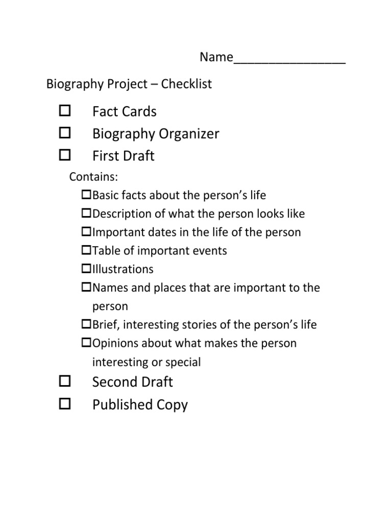 Biography Checklist | PDF