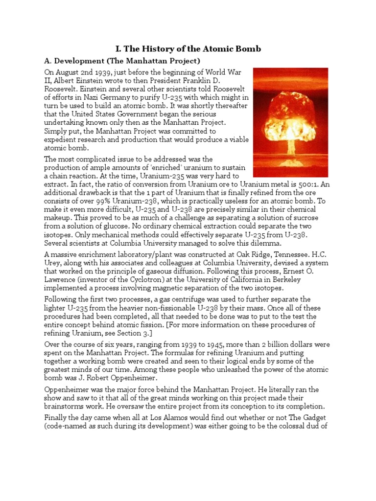 History and Impact of the Atomic Bomb | PDF | Atoms | Nuclear Fission