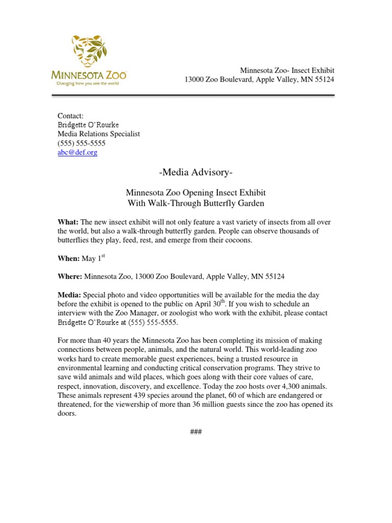 Media Advisory Example | PDF