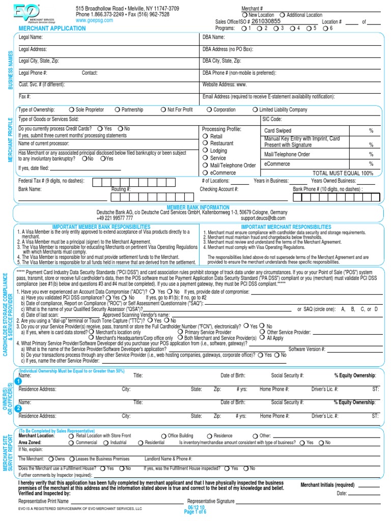 Evo Merchant Application 2014 | PDF | Payment Card Industry Data ...