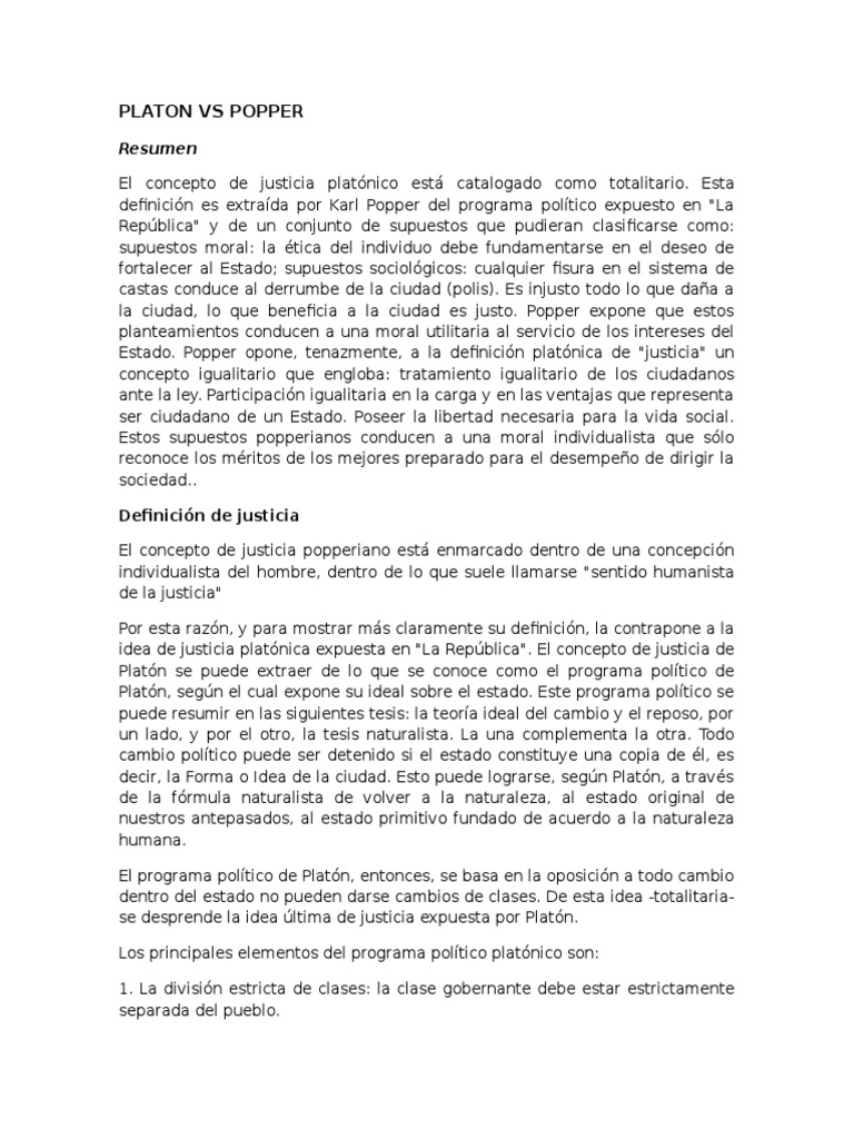 Platon Vs Popper | PDF | Karl Popper | Platón