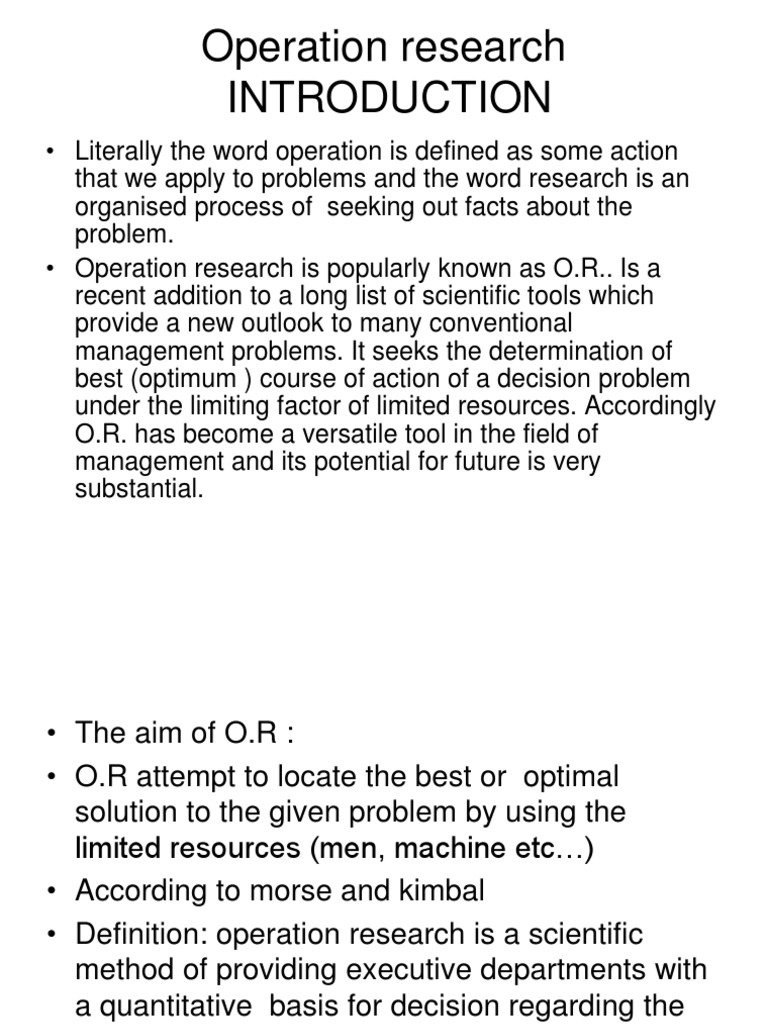 Operation Research | Download Free PDF | Operations Research | Mathematical Optimization