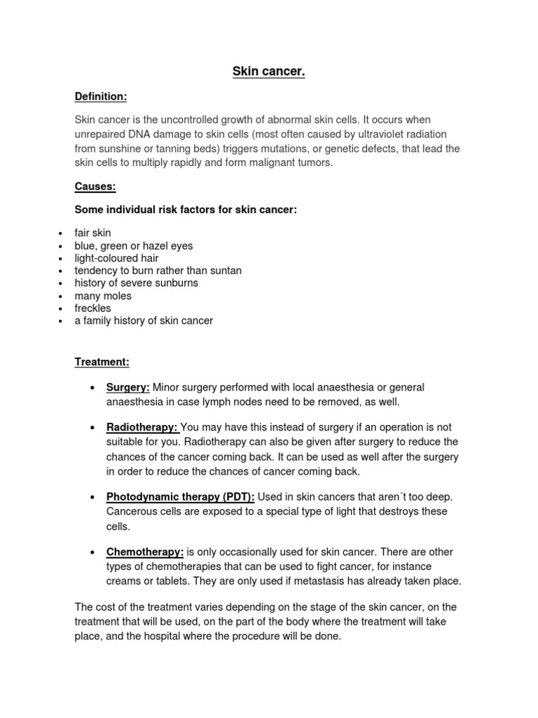 Skin Cancer | PDF | Skin Cancer | Radiation Therapy
