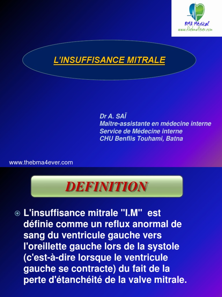 L’INSUFFISANCE MITRALE.ppt | Atrium (anatomie) | Médecine interne