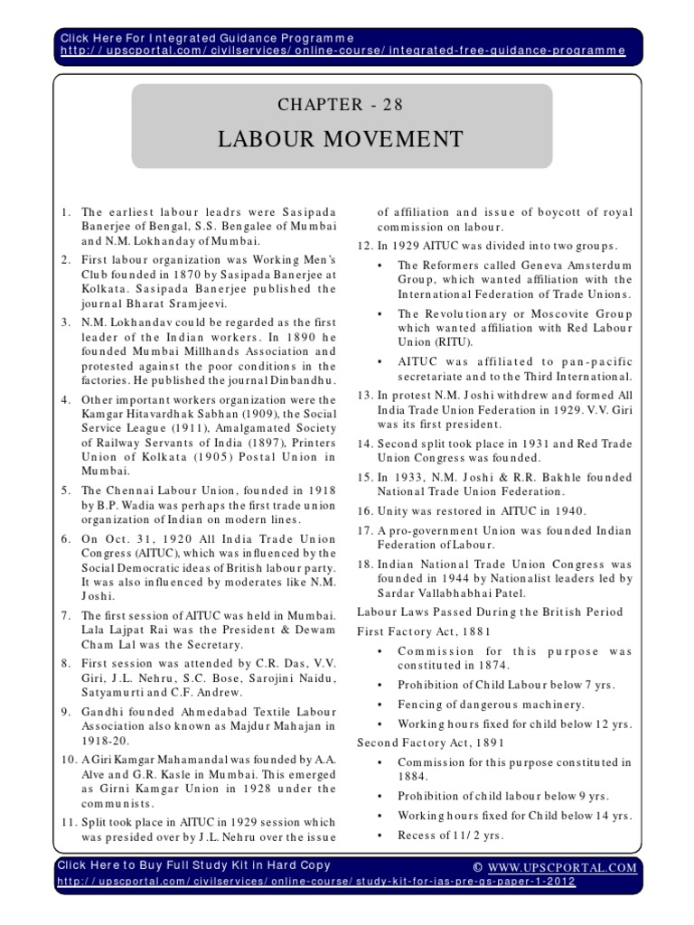 History of Labour Movement in India | PDF | British Raj | Trade Union