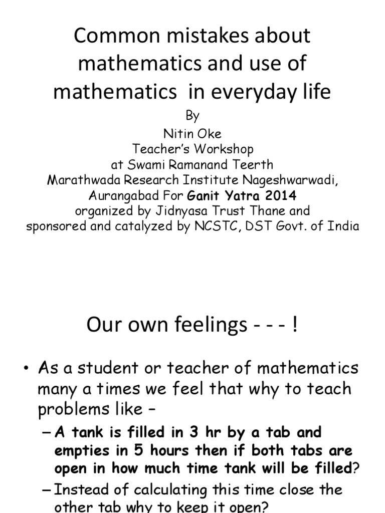 Common Mistakes About Mathematics and Use of Mathematics in Everyday ...