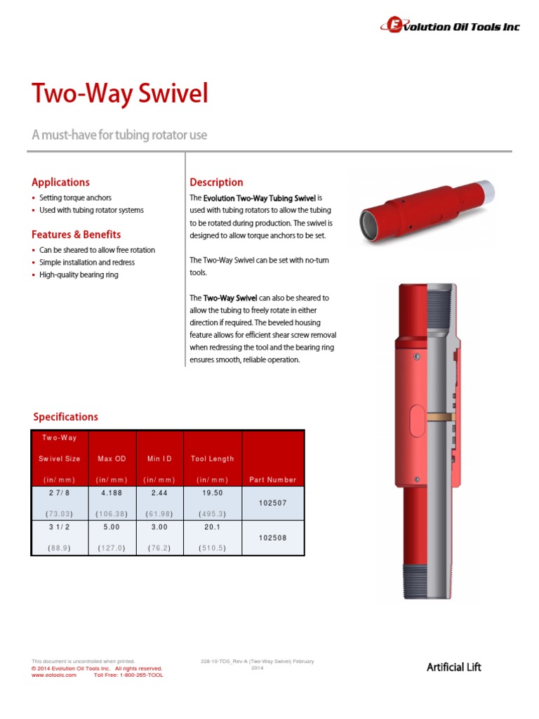 Two Way Swivel Technical Datasheet | PDF