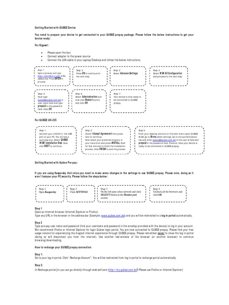Qubee Pre Pay Guide | PDF | Internet Explorer | Login