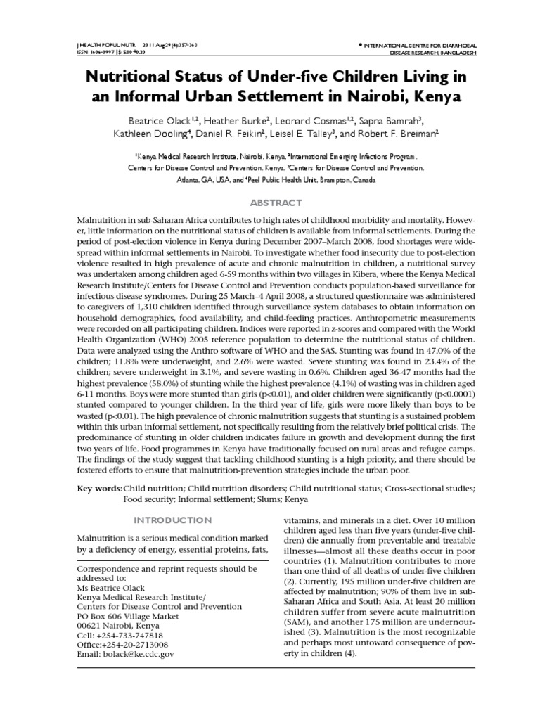 Nutritional Status of Nairobi's Children | PDF | Social Science | Wellness
