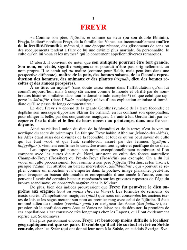 Freyr PDF | PDF | Mythologie nordique | Ases