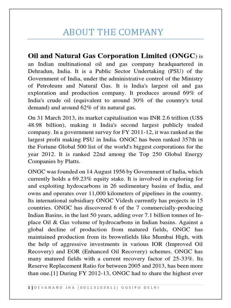 Project Report Ongc | PDF | Hydraulic Fracturing | Transmission (Mechanics)