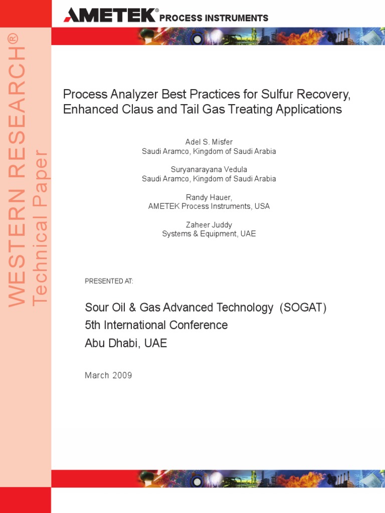 Analyzer Best Practices SRU TGTU | PDF | Hydrogen | Physical Sciences