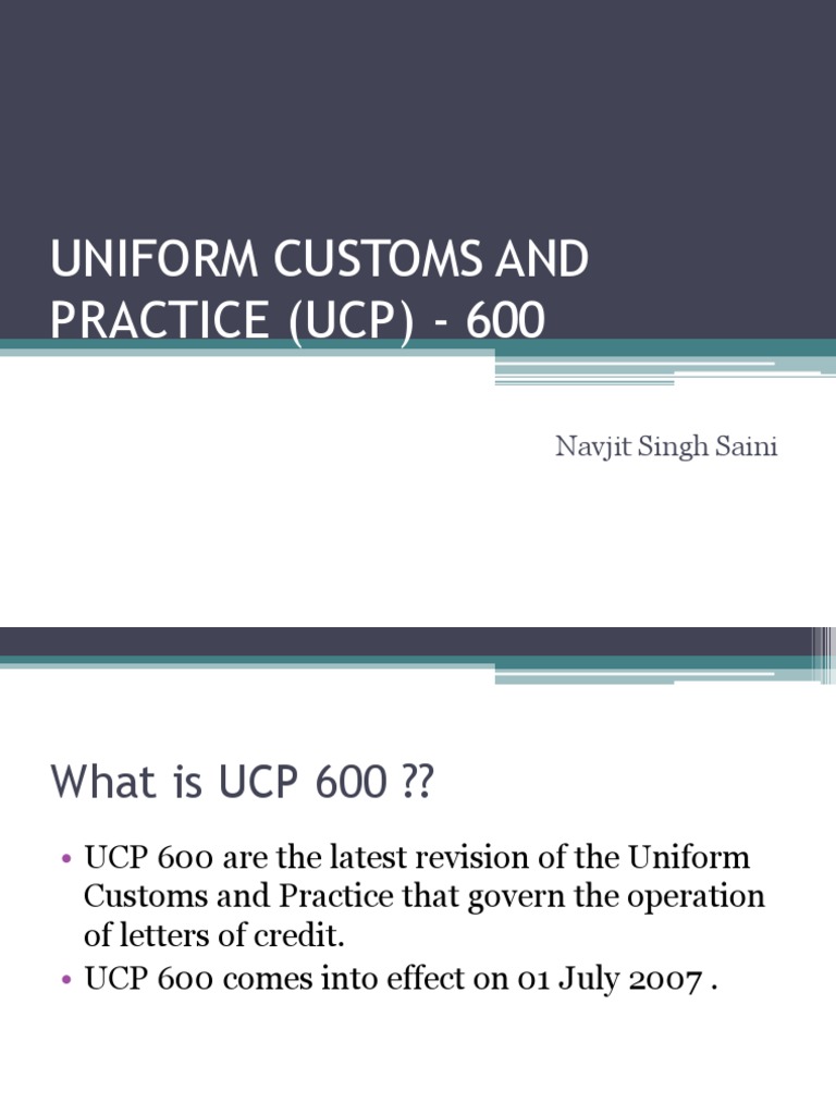 Uniform Customs and Practice (Ucp) | PDF | Letter Of Credit | Common Law