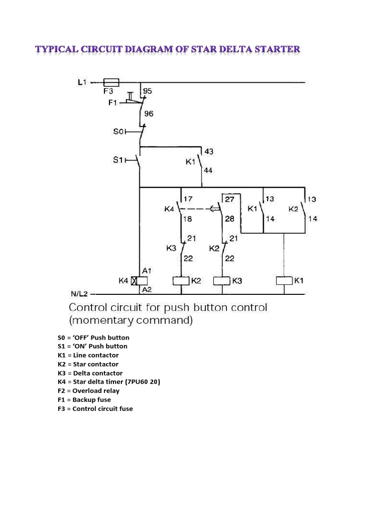 Star Delta Starter Control Diagram | PDF | Relay | Equipment