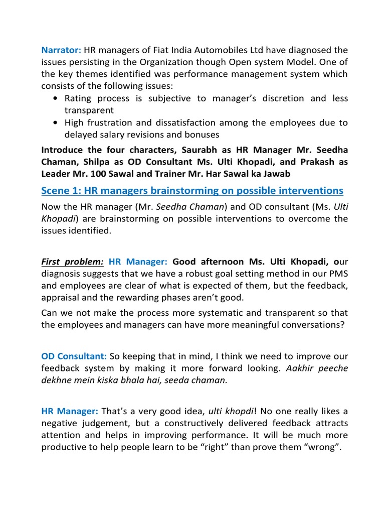 Script Presentation | PDF | Performance Appraisal | Leadership