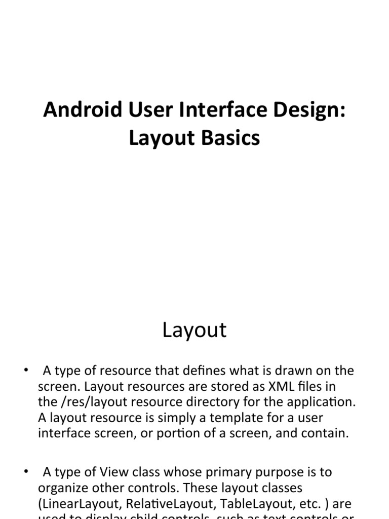 Android User Interface Design: Layout Basics | PDF | Computing And ...