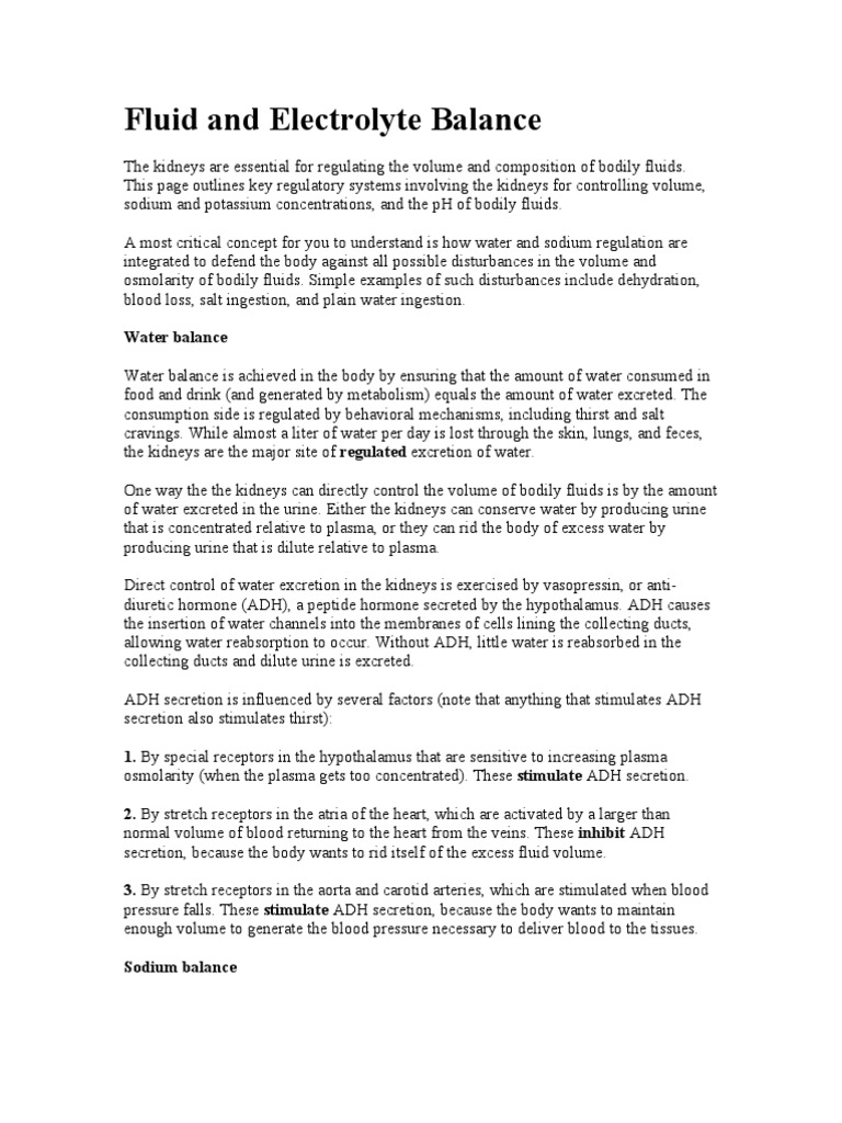 Fluid and Electrolyte Balance | PDF | Angiotensin | Kidney