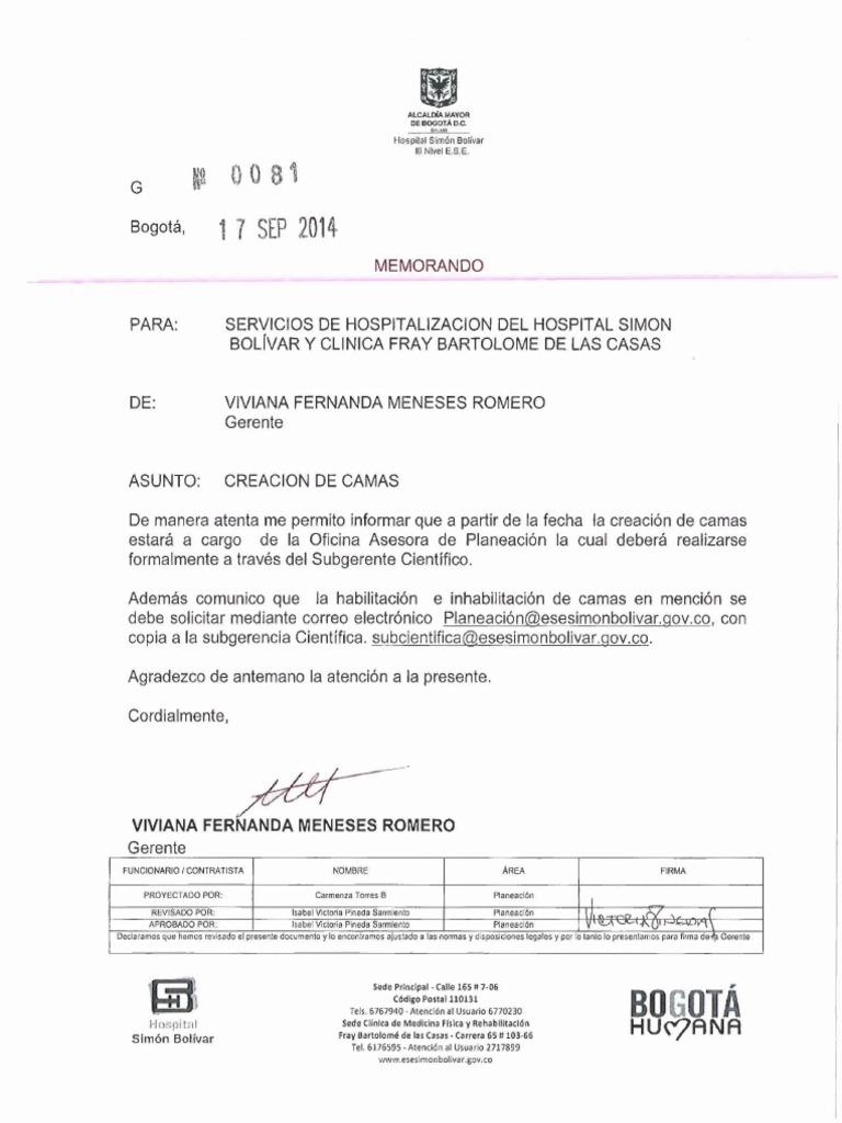 Memorando 0081 de 2014 Creación de Camas PDF | PDF | Finanzas y dinero | Derecho