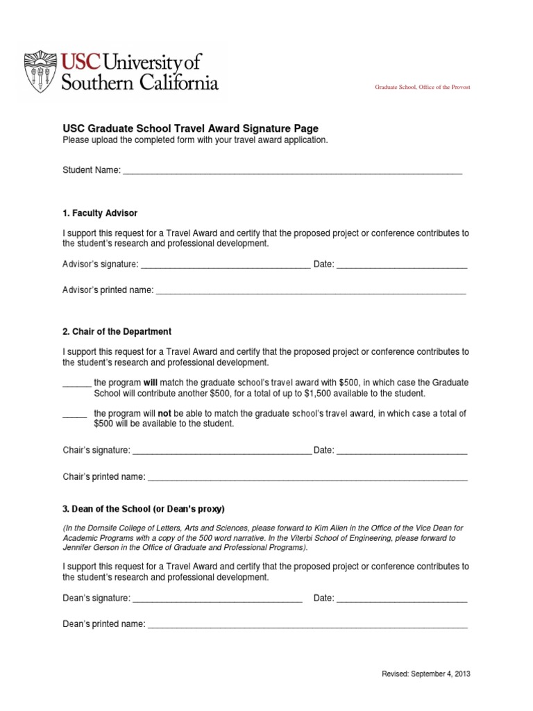 Travel Award Signature Page | PDF | Career & Growth