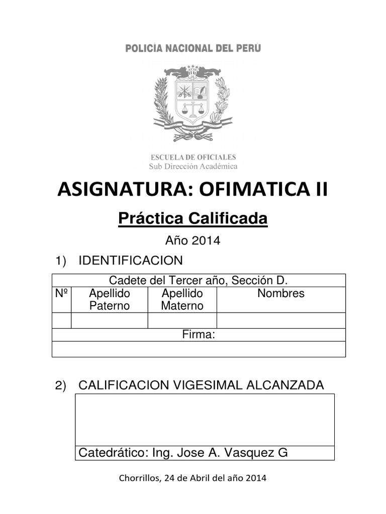 Evaluación de Ofimática II 2014 | PDF | Microsoft Excel | Hoja de cálculo