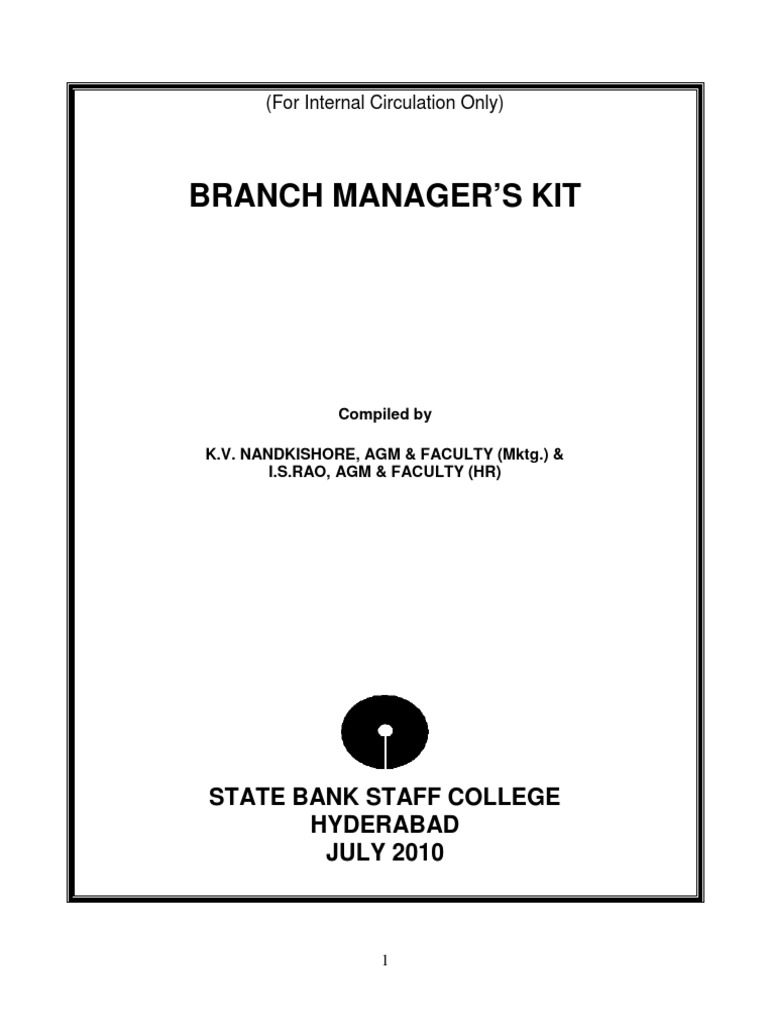 Branch Manager Kit | PDF | Cheque | Automated Teller Machine