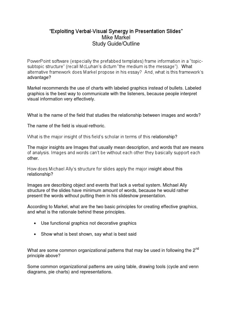 Exploiting Verbal Visual Synergy Study Guide | PDF | Graphics | Chart