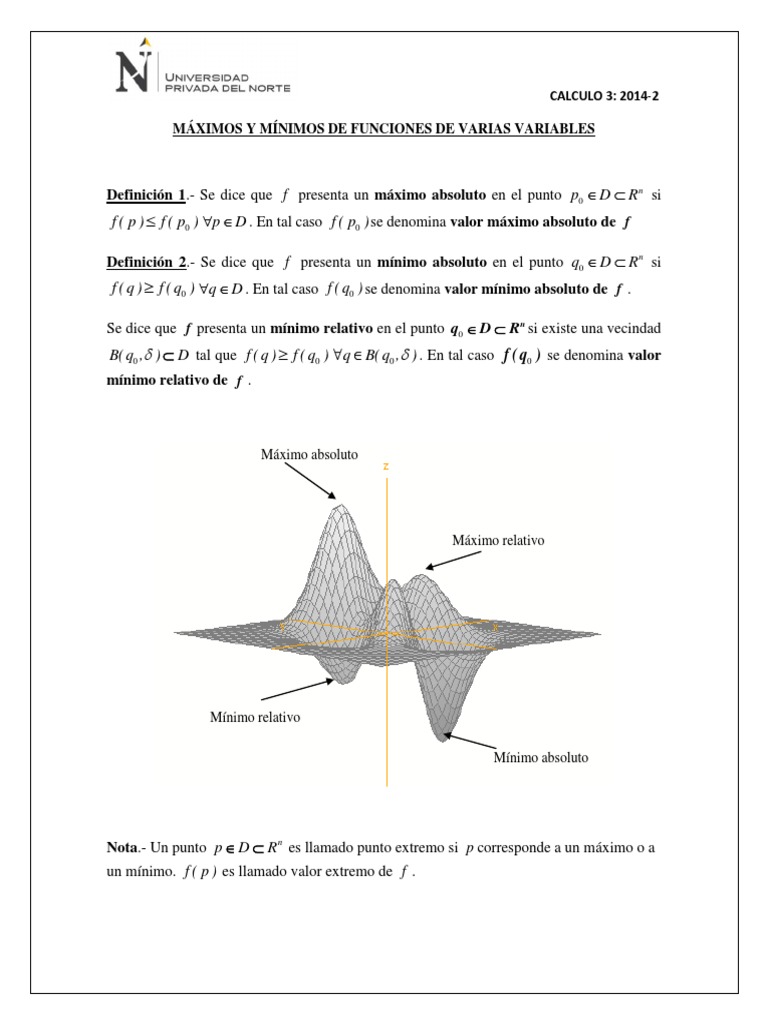 Sesión 7 - Extremos de Una Función de Varias Variables | PDF | Máximos y mínimos | Funciones y ...